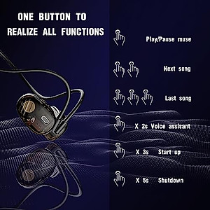 lucku Air Conduction Wireless Headphones, Semitransparent Open Ear Headphones Wireless Bluetooth 5.3 with Microphone, Sweatproof Sport Wireless Earphones for Running Cycling Workout