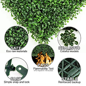 ULAND Artificial Grass Wall Panels, 12pcs 20"x20" Boxwood Hedges Mats, Greenery Backdrop Garden Privacy Screen Fence