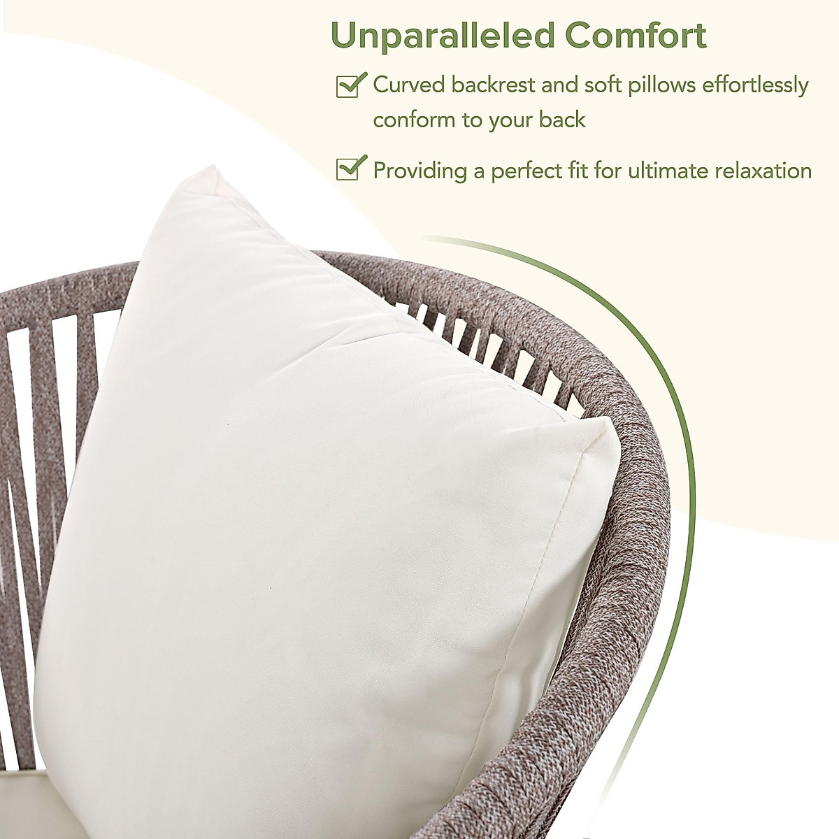 Modern 7 Pieces Patio Dining Set,Dining Table and Chairs, Acacia Wood Tabletop, Metal Frame,Outdoor Furniture Set for Garden, Backyard, Balcony (Beige/Rope1)