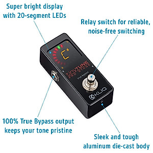 KLIQ TinyTune Pro Stage Tuner Pedal for Guitar and Bass and KLIQ Airlink 5.8 GHz Rechargeable Wireless Audio Guitar System Digital Transmitter/Receiver Set