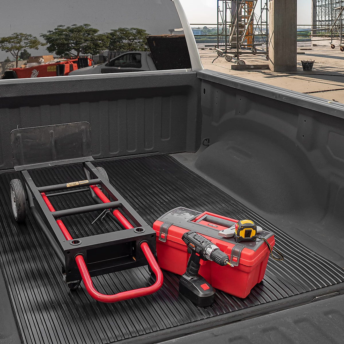 BDK M330 Heavy-Duty Truck Utility Bed Mat – Extra-Thick 4' x 8' Rubber Cargo Liner, Durable All-Weather Protection, Trim-To-Fit Design, Black