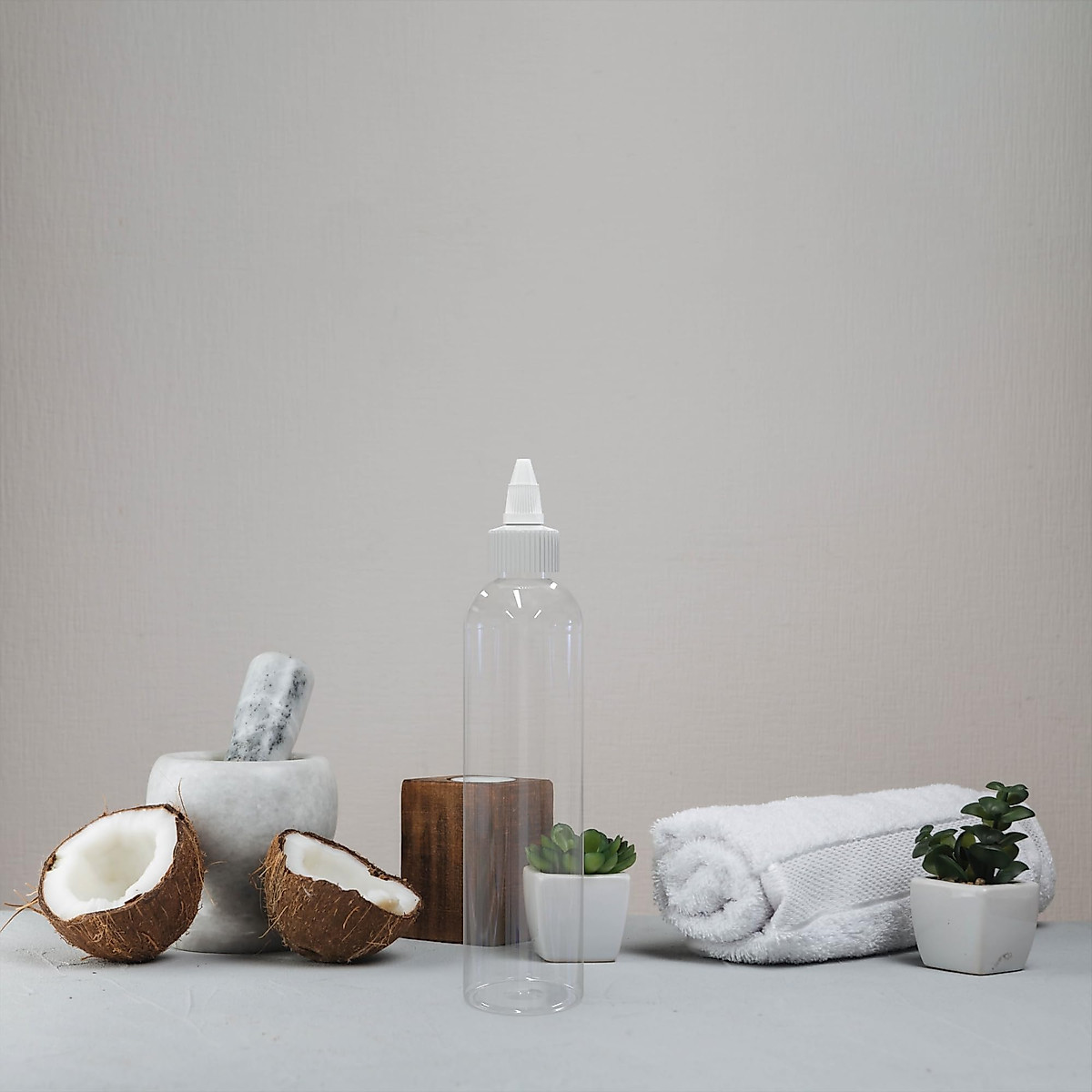 BRIGHTFROM Twist Top Applicator Bottles, 8 OZ Crystal Clear, Squeeze Empty Plastic Bottles, BPA-Free, PET, Refillable, Open/Close Nozzle - Multi Purpose (Pack of 3)