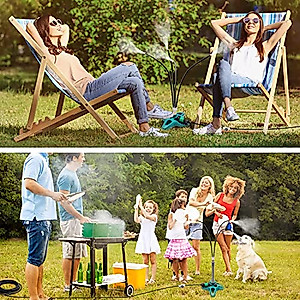 Standing Misting Cooling System 26.2FT (8M) Misting Line + 4 Brass Nozzles, Stand Mister Hose for Outside Outdoor Patio, Portable Mist Sprinkler, Garden Watering, Pet Cooling, Kids Water Playing