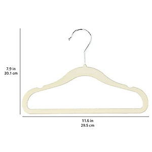 Amazon Basics Kids Velvet, Non-Slip Clothes Hangers, Beige - Pack of 30 & Slim, Velvet, Non-Slip Suit Clothes Hangers, Ivory/Silver - Pack of 30