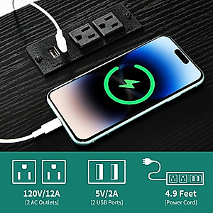 DWVO Farmhouse End Table, Sofa Side Coffee Table with Charging Station and LED Lights, Nightstand with Adjustable Storage Shelf, Bedside Table for Living Room, Bedroom, White