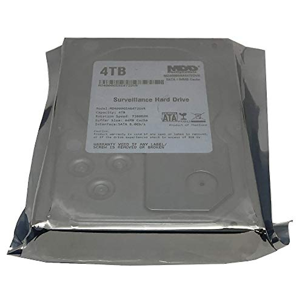 MaxDigitalData 4TB 64MB Cache 7200PM SATA 6.0Gb/s 3.5in Internal Surveillance CCTV DVR Hard Drive (MD4000GSA6472DVR) - w/ 2 Year Warranty, Mechanical Hard Disk