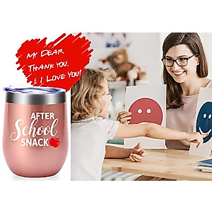 After School Snack Mug.Teacher Gifts for Women.Year End Graduation Gifts,Thank You Gifts,Christmas Gifts for Teachers Wine Tumbler(12oz Rose Gold)