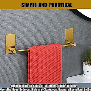 Alise Bath Single Towel Bar,Towel Rail Towel Rack Towel Hanger Towel Holder for Bathroom and Kitchen,Self Adhesive Free-Drilling Wall Hanging 12-Inch,GWLD030-G SUS 304 Stainless Steel Gold Finish