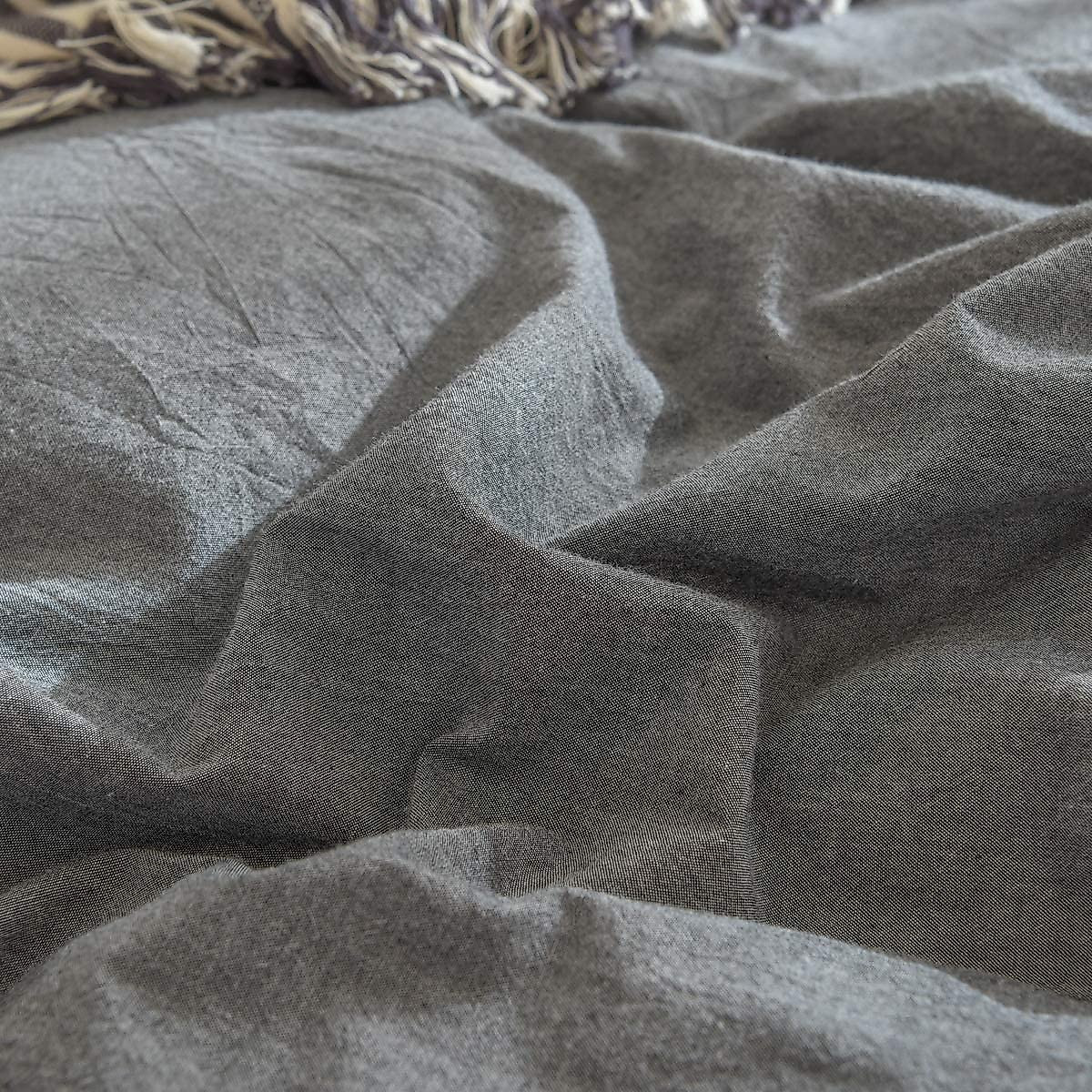 Duvet Cover Set 3Pcs (1 Duvet Cover +2 Pillowcases) Bohemian Beddings Luxury and Elegant Comforter Covers Tassel 100% Washed Cotton