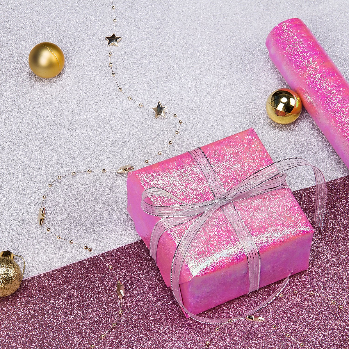 WRAPAHOLIC Wrapping Paper Roll - Pink/White/Purple Rainbow Color for Birthday, Wedding, Mother's Day, Valentine's Day, Holiday, Baby Shower Wrap - 3 Rolls - 30 inch X 120 inch Per Roll