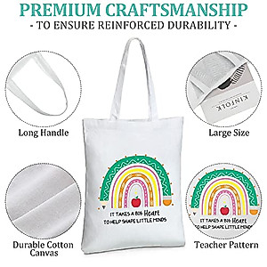 Silkfly 10 Pack Rainbow Teacher Tote Bags Gift for Christmas, Teacher's Day, End of Semester, Retirement Teacher Appreciation Gift Reusable Canvas Bags for Women 15 x 14 Inch