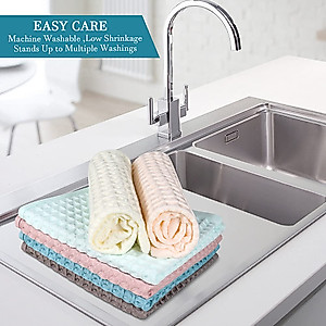 vfaejll 100% Cotton Kitchen Towels Set,Waffle Weave Kitchen Dish Cloth,Super Absorbent Kitchen Dish Towels for Drying Dishes 13x13 Inches Dish Rags for Washing Dishes 6 Pack Mixed Color,Hand Towels
