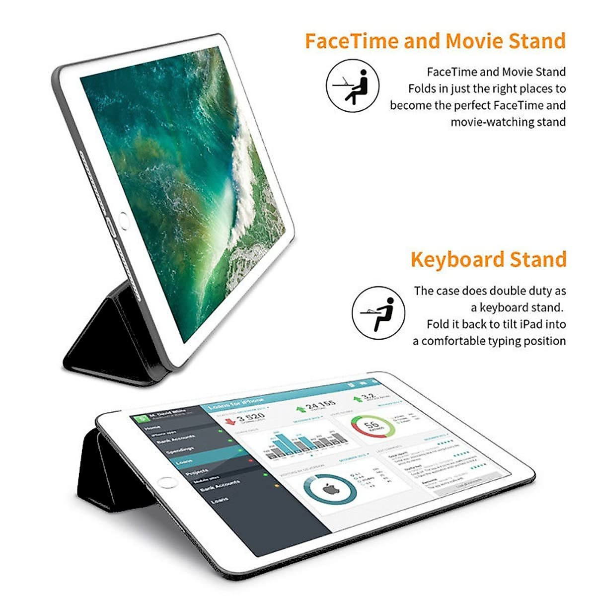 S-Tech Smart Cover for Apple iPad Pro 11 Inch (1st Generation 2018 Model Year) Magnetic Tri Fold Kickstand Case (Gold)