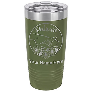 LaserGram 20oz Vacuum Insulated Tumbler Mug, Pedicure, Personalized Engraving Included (Camo Green)