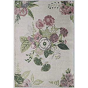 Rugs America Hanna VA40A Rose Garden Cream Floral Transitional Area Rug, 5'x7'