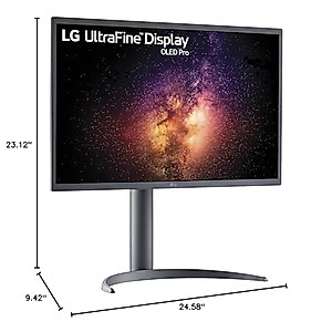 LG 27EP950-B 27” Ultrafine UHD (3840 x 2160) OLED Pro Display with Adobe RBG / DCI-P3 99%, VESA Display HDR 400 True Black, 1M:1 Contrast Ratio and Tilt/Height/Pivot Adjustable Stand - Black