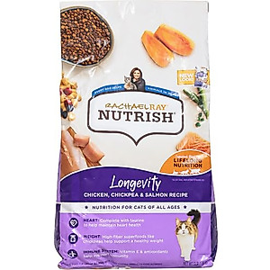 Rachael Ray Nutrish Longevity Premium Natural Dry Cat Food, Chicken with Chickpeas & Salmon Recipe, 3 Pounds