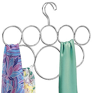 iDesign Classico Metal 8-Loop Scarf Hanger, No Snag Closet Organization Storage Holder for Scarves, Men's Ties, Women's Shawls, Pashminas, Belts, Accessories, Clothes, 13.13" x .5" x 1.25", Chrome