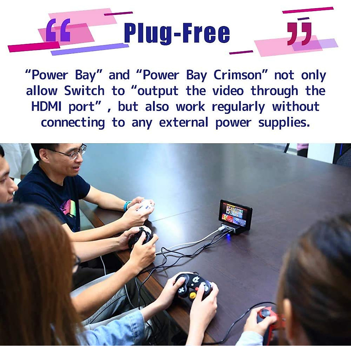 Brook Power Bay Crimson - Portable and Fast Charging Dock Stand, Docking Station for NS Switch, Compatible with Switch and GC Controllers, Support HDMI Out Put