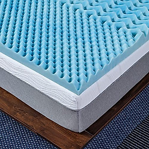 Sure2Sleep Queen Size, 3-Inch, 5-Zone Gel Swirl Memory Foam Mattress Topper Made in USA.