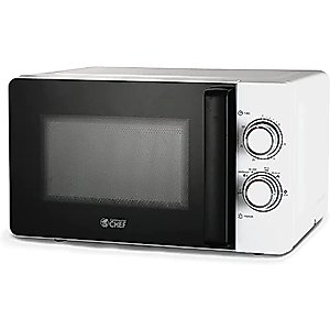 COMMERCIAL CHEF Small Microwave 0.7 Cu. Ft. Countertop Microwave with Mechanical Control, White Microwave with 6 Power Levels, Outstanding Portable Microwave with Convenient Pull Handle