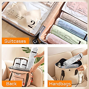 WisePoint 6 Pack Roll-up Compression Bags for Travel, Space Bags Vacuum Storage Bags Vacuum Sealed with Double Zipper, Vacuum Seal Bags for Clothing Travel Blankets (6)