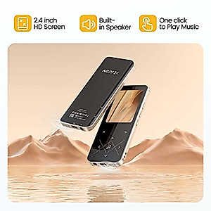 32GB MP3 Player with Bluetooth 5.3, AGPTEK A09X 2.4" Screen Portable Music Player with Speaker Lossless Sound with FM Radio, Voice Recorder, Supports up to 128GB, Black