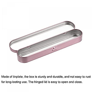 uxcell Metal Tin Box, 2pcs 6.89" x 1.5" x 0.79" Empty Tinplate Containers with Hinged Lids, Rose Gold, for Home Organizer, Candles, Gifts, Car Keys, Crafts Storage