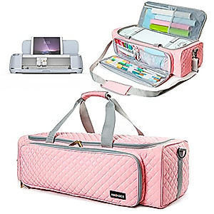 AMOIGEE Carrying Case for Cricut Explore Air 2, Cricut Maker 3, Cricut Explore 3, Pink Storage Organizer for Cricut accessories, Quilted Cricut Bag Only