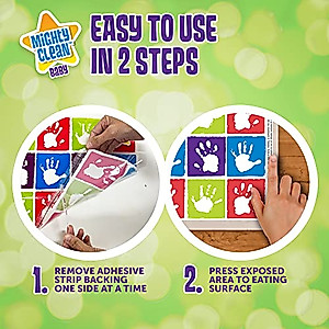 Mighty Clean Baby Disposable Placemat - Super Sticky Toddler and Infant Mat for Feeding on The Go, 24 Count Value Pack (6 Packages of 4 placemats Each)