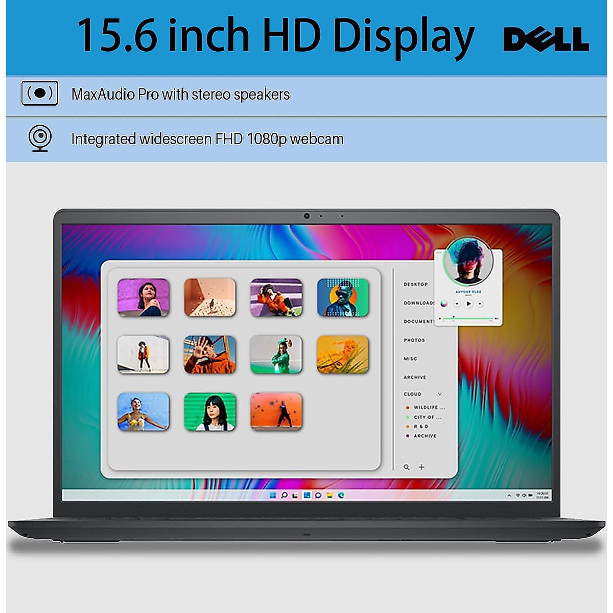 Dell Inspiron 3000 Business Laptop, 15.6 HD Display, Intel Pentium Silver N5030 Processor, Windows 11 Pro, 16GB RAM, 1TB HDD, HDMI, Webcam, WiFi, Bluetooth, SD-Card Slot, Carbon Black, B