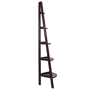 Casual Home 5-Shelf Corner Ladder Bookcase, Espresso