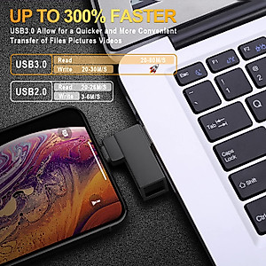 Flash Drive for Phone Photo Stick 128GB USB 3.0 Photostick Phone Memory Stick Storage External Storage Thumb Drive for Smart Phone,Android,PC Computer and Tpye-c Devices 4 in 1 Driver (128GB, Grey)