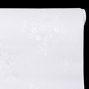 SimpleLife4U White Rose Flower Furniture Paper Adhesive Shelf Liner DIY Storage Chest Drawers 17.8 Inch by 9.8 Feet