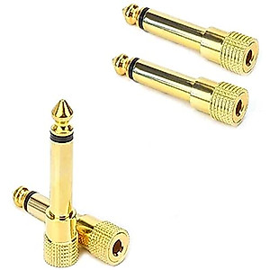 QMseller 3.5mm to 1/4 Mono Adapter, 3.5mm (1/8 Inch) Stereo Female to 6.35mm (1/4 Inch) TS Male Plug Metal Gold Plated Audio Adaptor Audio Connector - 4 Pack