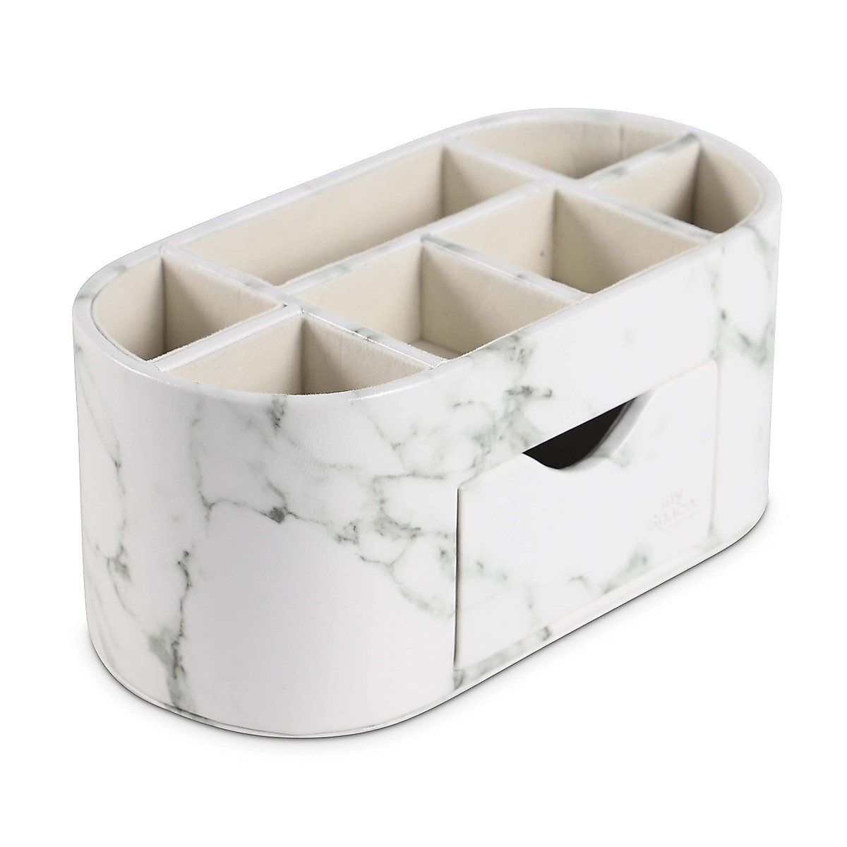 Marble Desk Organizer For Office Supplies Desk Accessories - Pencil Pen Holder Decor - Home School College Organization Desktop Caddy - Faux Leather