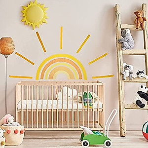79.9X 42.1 Inch Boho Rainbow Wall Decals Removable Rainbow Wall Sticker Wall Art Vinyl Peel and Stick Rainbow Decals for Girls Kids Bedroom Nursery Playroom Decor