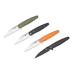 DROP + Brad Zinker Dogtooth Liner Lock Folding Pocket Knife, Orange g10 / Satin