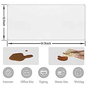 Desk Pad White, Laptop Desk Mat Waterproof Leather Desk Mat,Desk Organizers and Accessories(White, 31.5" x 15.7")