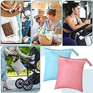 Woanger 10 Pcs Wet Dry Bags for Baby Cloth Diapers Waterproof Reusable Wet Bags with Two Zippered Pockets Travel Laundry Bag for Swimsuit Beach Pool Daycare Yoga Gym Dirty Wet Clothes, 10 Colors