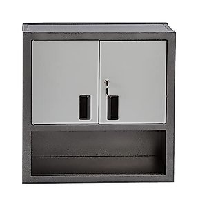 ROCKPOINT Buttom Open Drawer Wall Foldable Storeage Cabinets with Doors，Garage Storage Cabinet 2 Shelves & Locker,Metal Grey