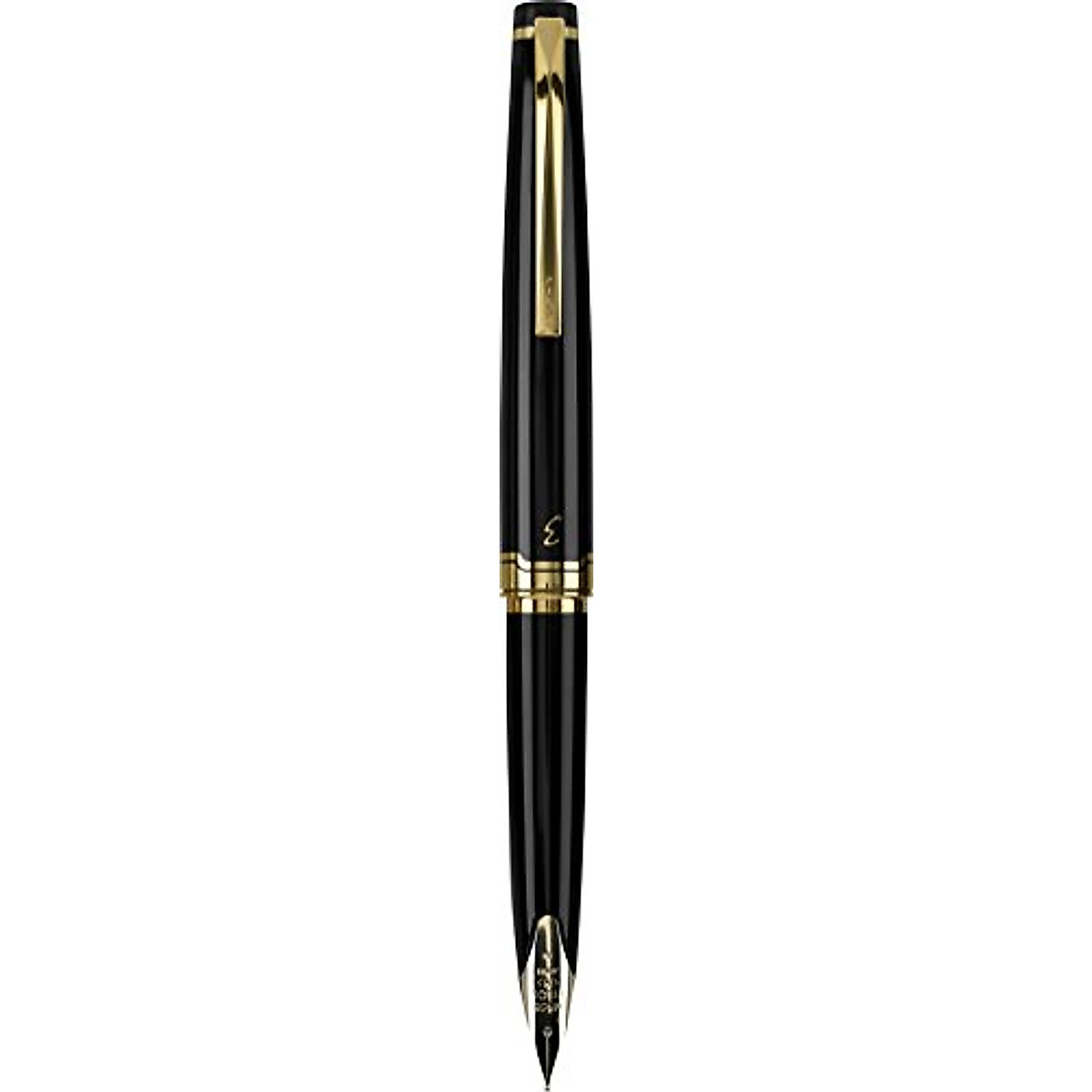 PILOT E95s Fountain Pen, Black Barrel with Gold Accents, Fine Nib, Blue Ink (60837)
