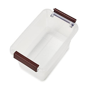 EZOWare 5 Quart Stackable Storage Bin Container with Lid, Set of 6 Clear Lidded Plastic Tote Organiser Box with Top Handle - 10 x 6.5 x 5.5 inch
