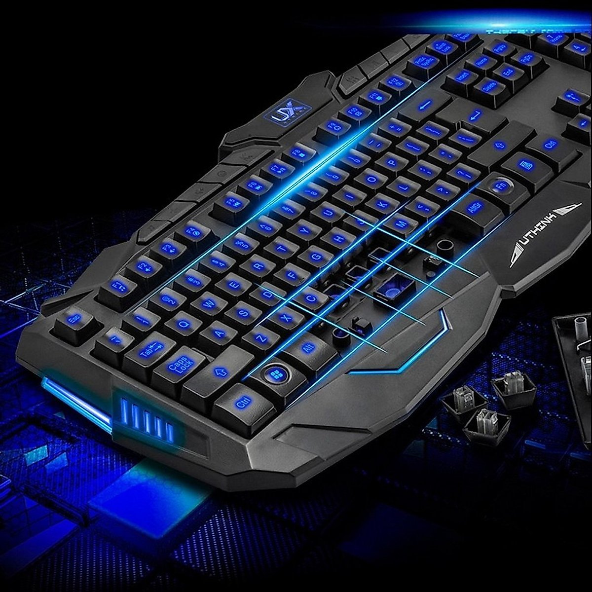axGear USB LED Light Gaming Keyboard and Mouse Set Kit for Computer PC Multimedia Gamer