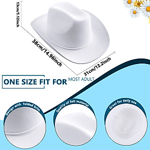 SGBETTER 8 Pack Cowboy Hat Felt Western Hat for Women and Men Cowboy Cowgirl Theme Bachelorette Birthday Party (White)