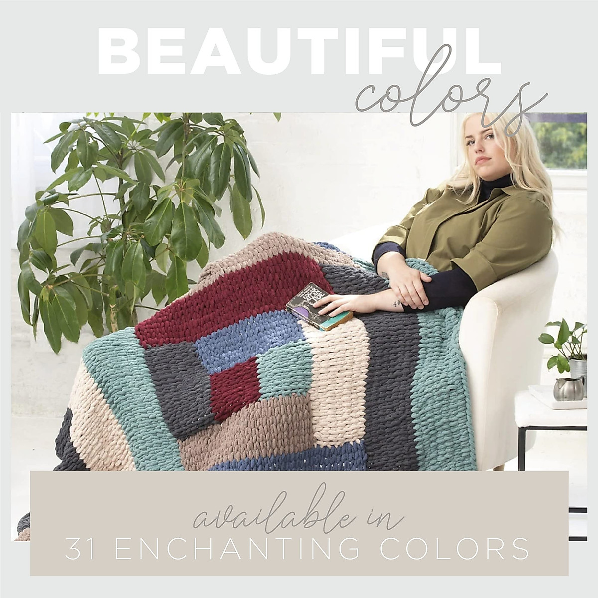 Lion Brand Yarn Off the Hook Yarn, Bulky No-Needle Craft Yarn for Crocheting, Hand-Knitting Yarn, 1-Pack, Cosmic Dust