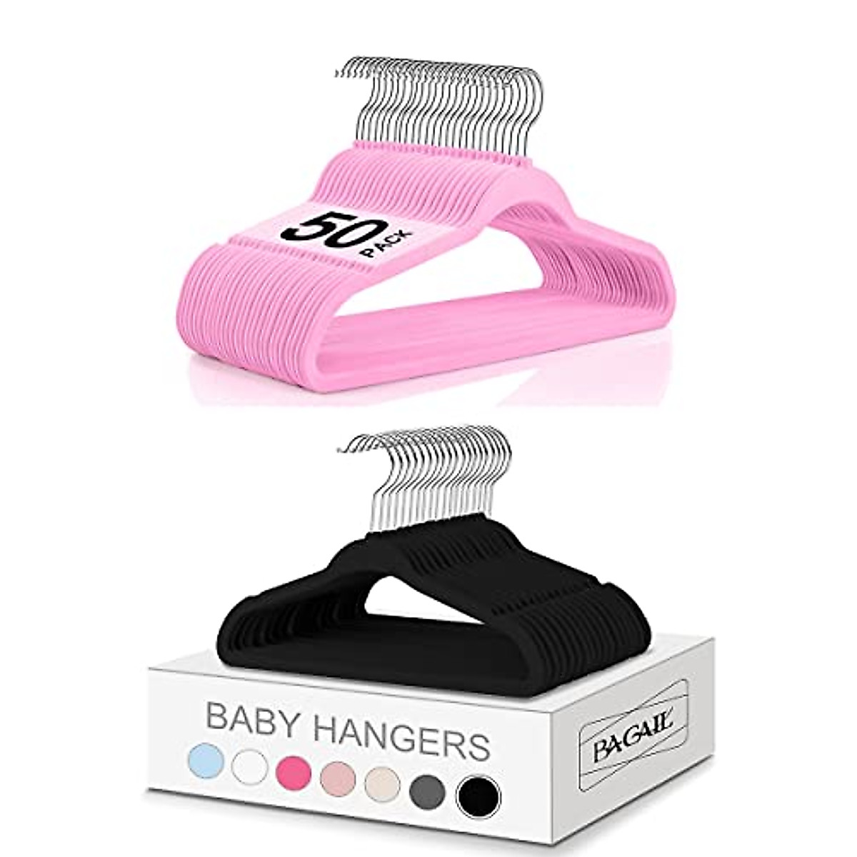 BAGAIL Pack of 100 Velvet Hangers(50 Pink & 50 Black)
