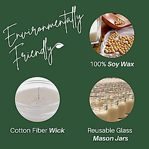 Nika's Home Balsam & Cedar Soy Candle 12oz Mason Jar Non-Toxic White Soy Handmade Long Burning 50-60 Hours Highly Scented All Natural Clean Burning Large Candle Gift Décor
