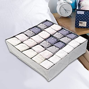 SALUTUYA Sock Drawer Organizer Divider, Underwear Organizer Durable 30 Grids Soft Foldable for Storing Underwear Bra for Bedroom