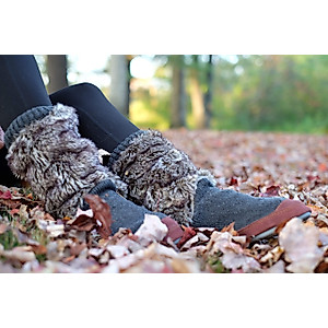 Acron Women's Mid-Calf Slouch Boot Slippers, Charcoal Faux Fur, 6.5-7.5